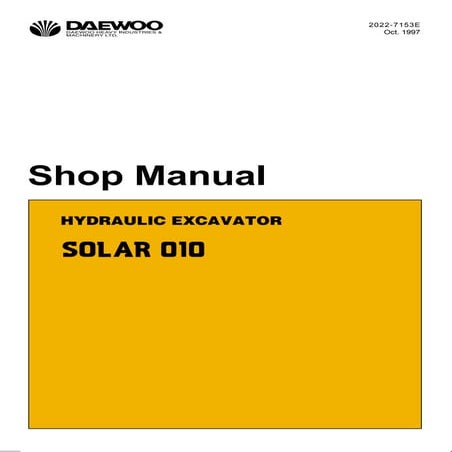 Daewoo doosan solar 030 plus excavator service repair manual | PDF