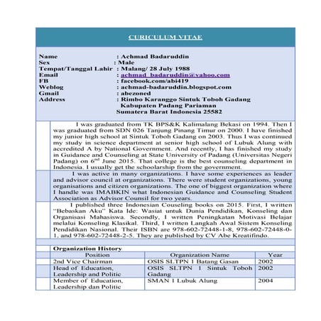 CV - Achmad Badaruddin - March 2016 | PDF