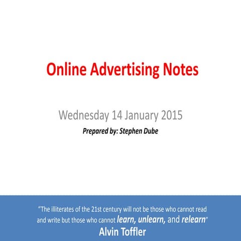 Online Advertising Notes print 2015 | PPSX | Internet | Computing