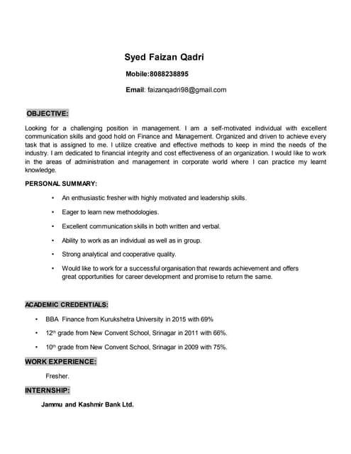 Faizan Ahmed CV Updated | DOCX