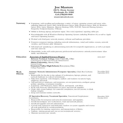 Resume Joe Masters IT _Sept 2016_no references | PDF