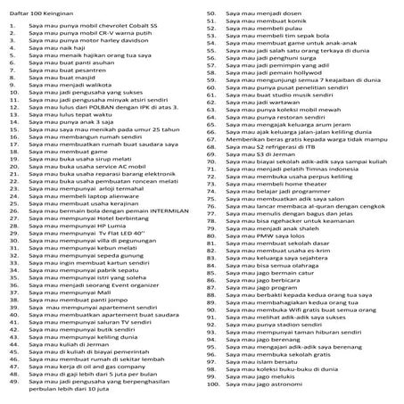 Daftar 100 keinginan | PDF