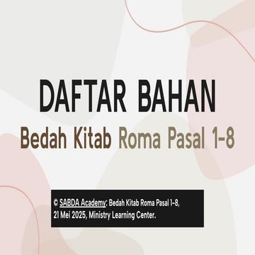 Daftar Bahan Kelas Bedah Kitab Roma Pasal 1-8 | PDF