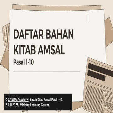 Daftar Bahan Kelas Bedah Kitab Amsal (BKA) | PDF