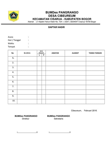 contoh Jadwal ronda | PDF