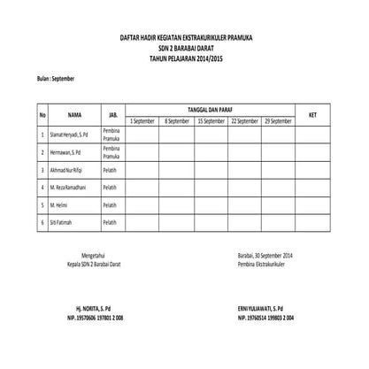 Cover absensi siswa | DOCX