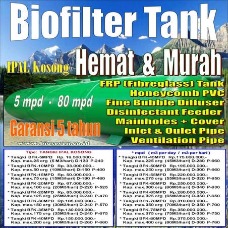 Daftar harga bio seven biofilter tank (ipal kosong) | PDF