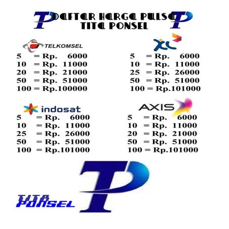 Daftar harga pulsa | DOC | Phone Services | Home Utilities