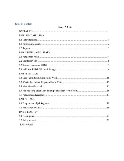 Daftar isi proposal | PDF
