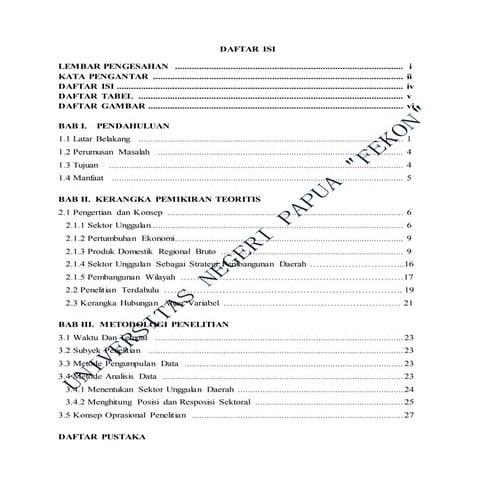 Daftar isi proposal Unipa | PDF