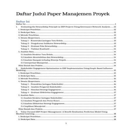 Daftar Judul Paper Manajemen Proyek berbasis PMBOK | DOCX