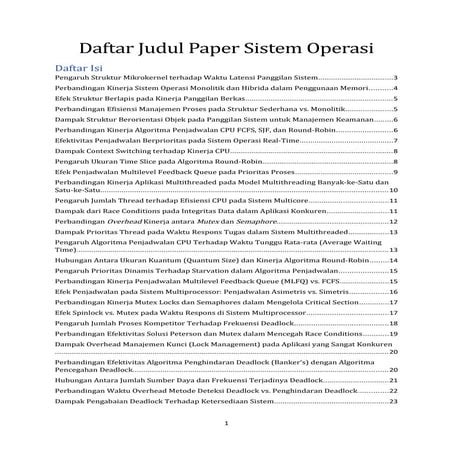 Daftar Judul Paper Konsep Sistem Operasi | DOCX