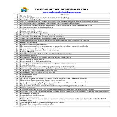 Daftar judul seminar fisika | PDF