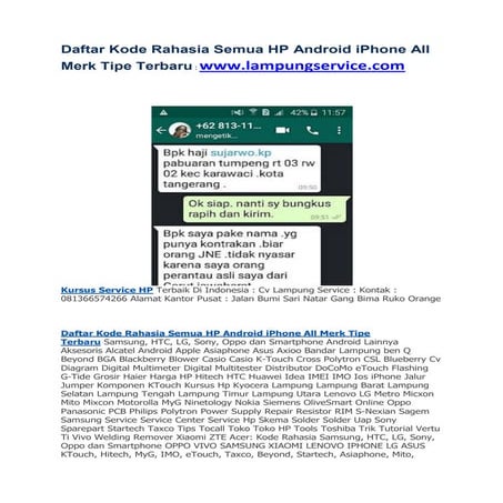 Daftar kode rahasia semua hp android i phone all merk tipe terbaru www.lampungservice.com