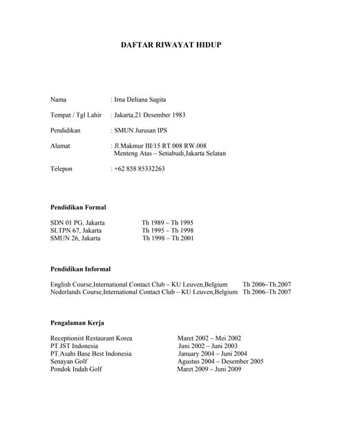 DAFTAR RIWAYAT HIDUP | PDF