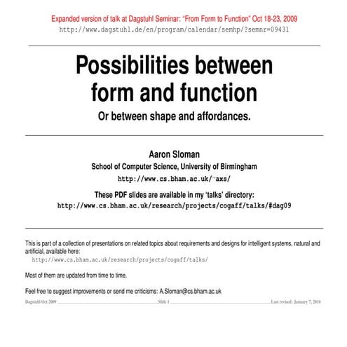 Possibilities between form and function (Or between shape and affordances) | PPT