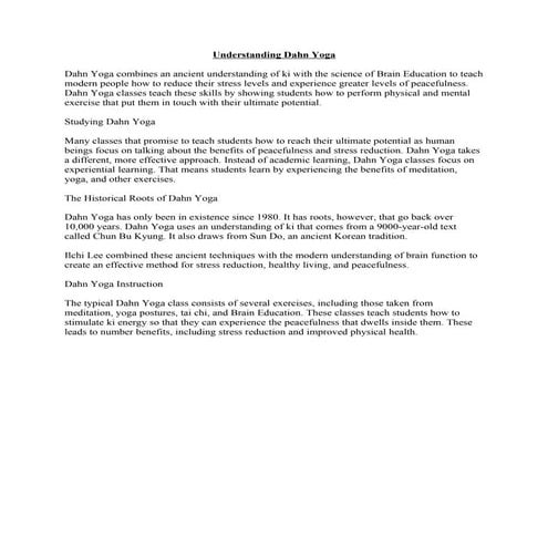 Understanding Dahn Yoga | PDF