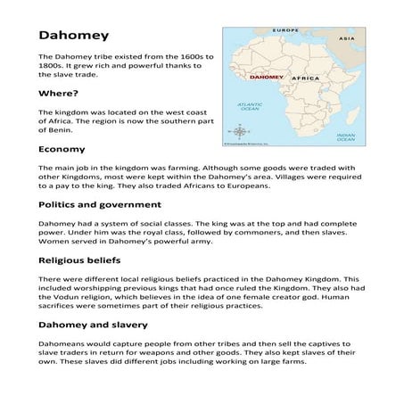 Ancient Kingdoms of West Africa - Dahomey | PDF