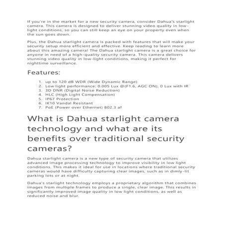 Dahua starlight camera technology. | DOCX