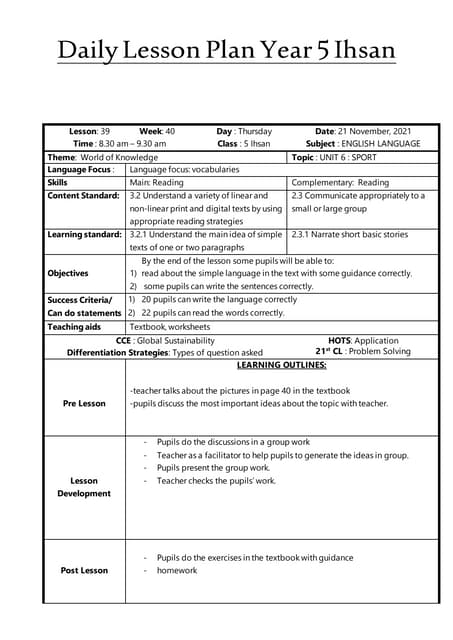 lesson plan method and description on teaching second language | PPT