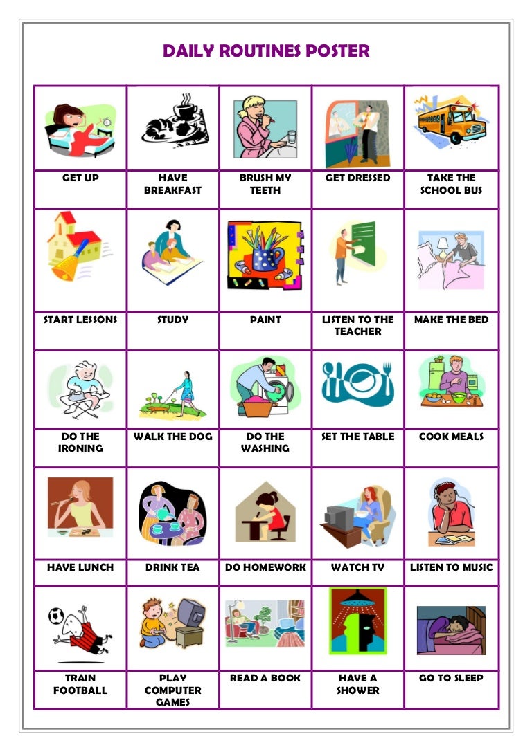 Daily Routines poster Daily Routines poster