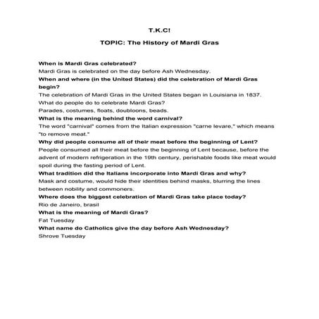 Mardi Gras Power Point | PPT