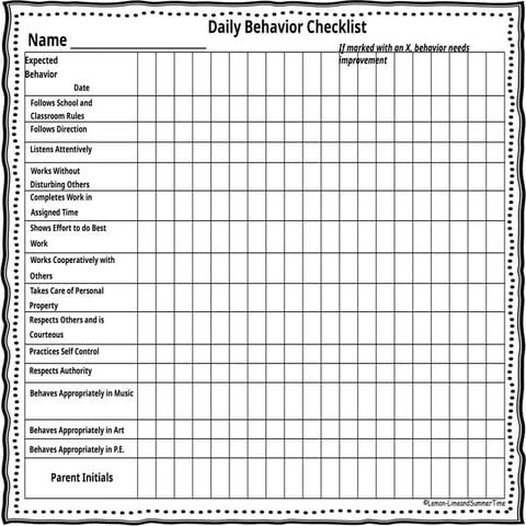 Daily Behavior Sheet for Behavior Monitoring in the classroom | PPTX