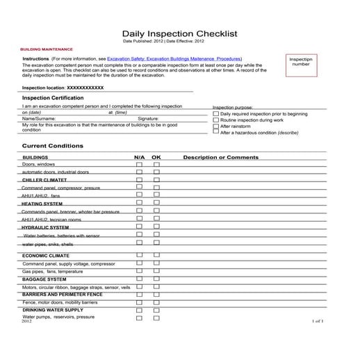 Daily check list inspect | DOC