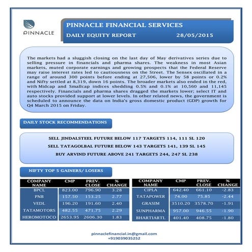 Stock Market Trading Tips For Tomorrow: 29th May | PDF
