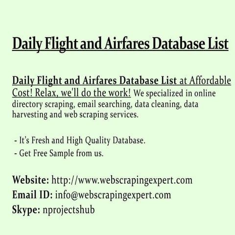 Daily Flight and Airfares Database List | PPTX