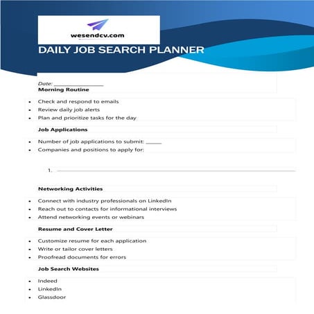 Daily Job Search Planner : Maximize Your Job Search Efficiency | PDF