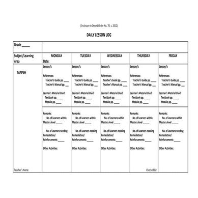Daily lesson log | DOCX
