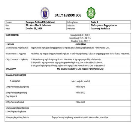 Likas na Batas Moral power point presentation | PPTX