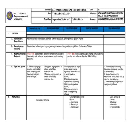 K-TO-12 GRADE 11 FILIPINO Senior High School - Komunikasyon at ...