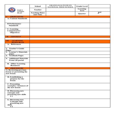 DAILY LESSON LOG TEMPLATE pdf DAILY LESSON LOG TEMPLATE pdf