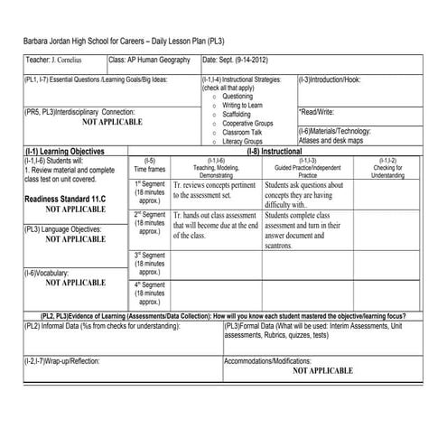 Daily lesson plan ap human geography(9-14-2012) | PPT