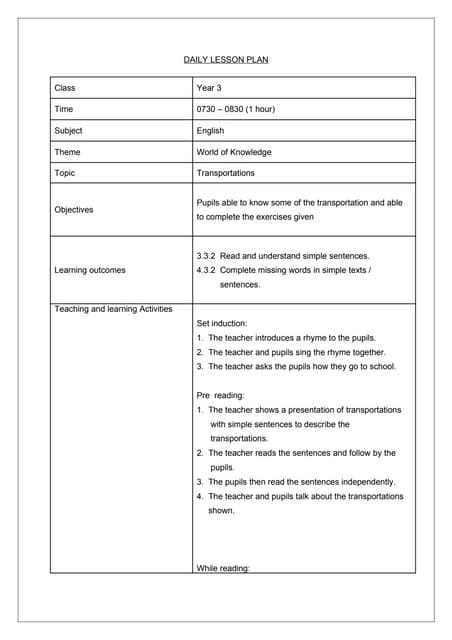 Transportation lesson | PPT