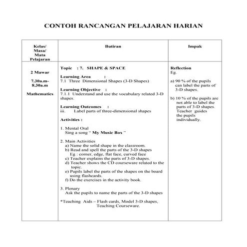 Daily lesson plan (rph) | DOC