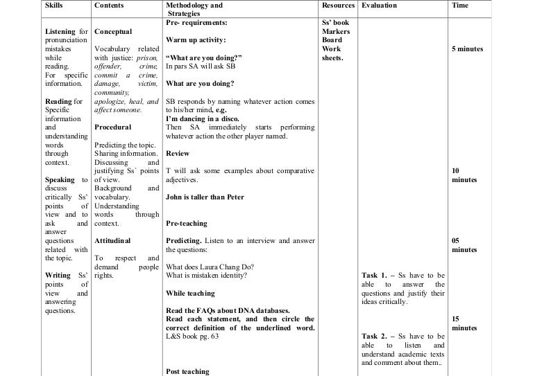 DAILY LESSON PLAN SAMPLE DAILY LESSON PLAN SAMPLE