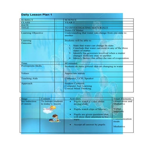 Daily lesson plan y5 | DOC