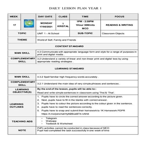 DAILY LESSON PLAN YEAR 1 MCO WEEK 17,18.docx