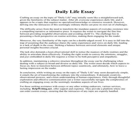 Daily Life Essay | PDF