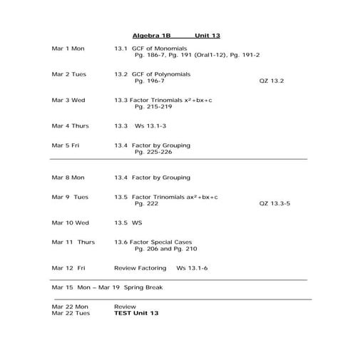 Daily Objectives Unit 13 (Rb) | PDF