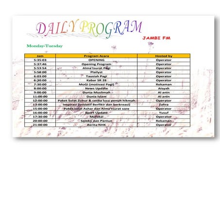 Daily program 1 | DOCX | Islam | Religion & Spirituality