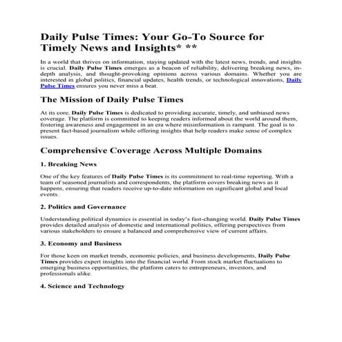 Daily Pulse Times: Your Go-To Source for | PDF