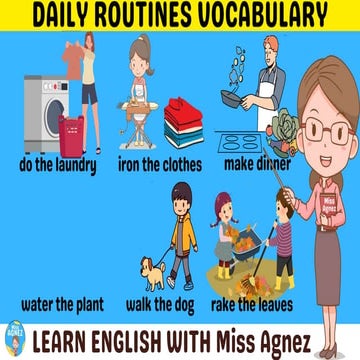 Learn Daily Routines Verbs Vocabulary with Pictures and Sentence ...