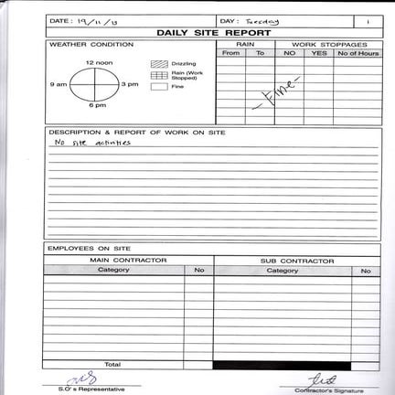 Daily site report 19112013 | PDF