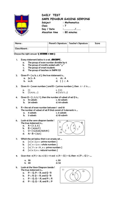 Math y1 dlp paper 1 | PDF