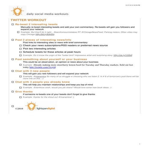 The Daily Twitter Social Media Workout to Get You Started | PDF