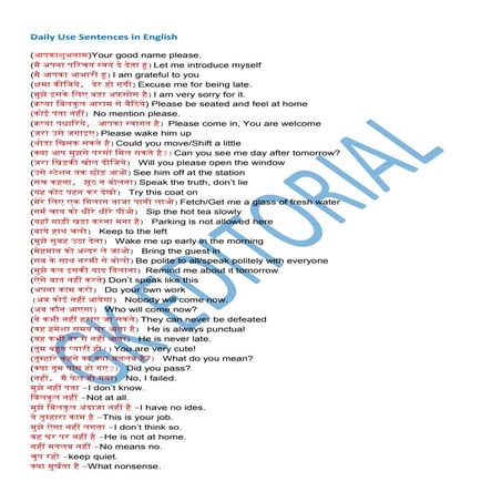 Daily Life use Common Sentences in English | PDF | Free Download